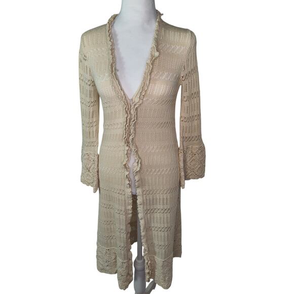 Milly | Sweaters | Vintage Milly Of New York Crochet Long Line Cardigan ...